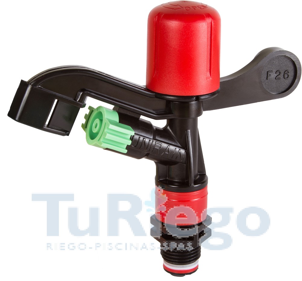 Aspersor de impacto F2614 plástico 360º alcance 7-14 m.